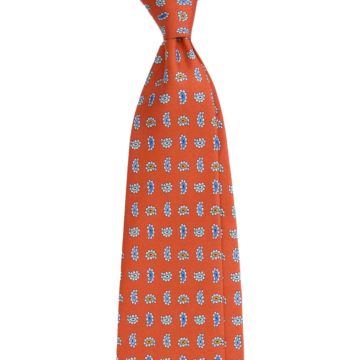 Orange Silk Tie with Colorful Paisley Pattern | Serà Fine Silk