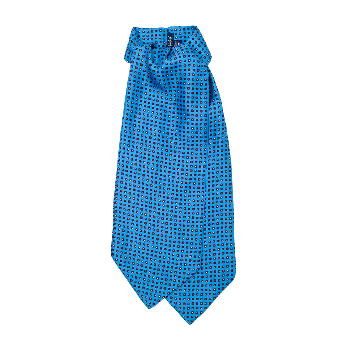 Light Blue Silk Ascot with Square Pattern | Serà Fine Silk
