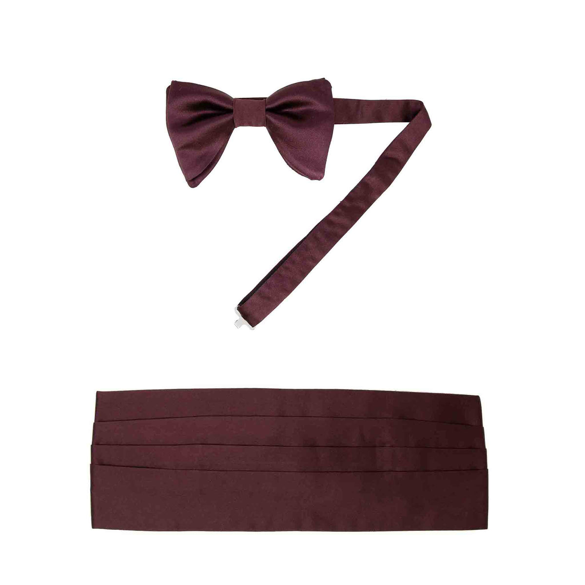 Burgundy Satin Bow Tie and Cummerbund Set | Serà Fine Silk