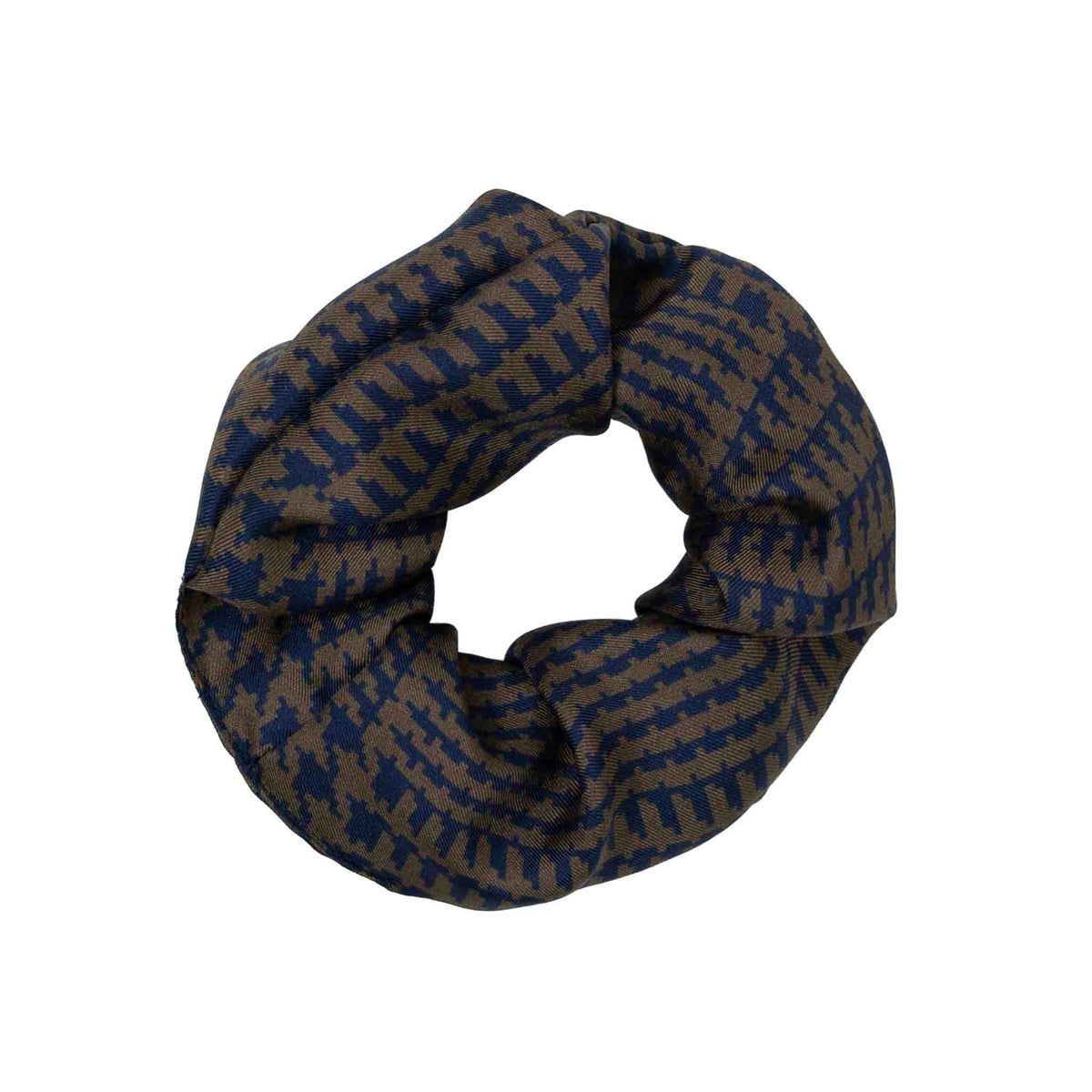 Green and Blue Houndstooth Pattern Silk Scrunchy | Serà Fine Silk