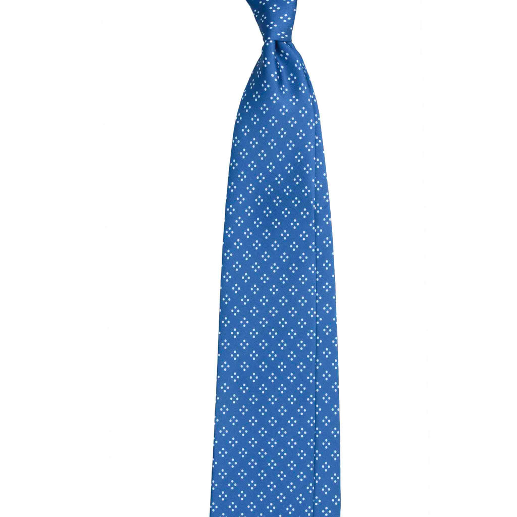 Light Blue Silk Tie with White Polka Dots Micro Pattern | Serà Fine Silk