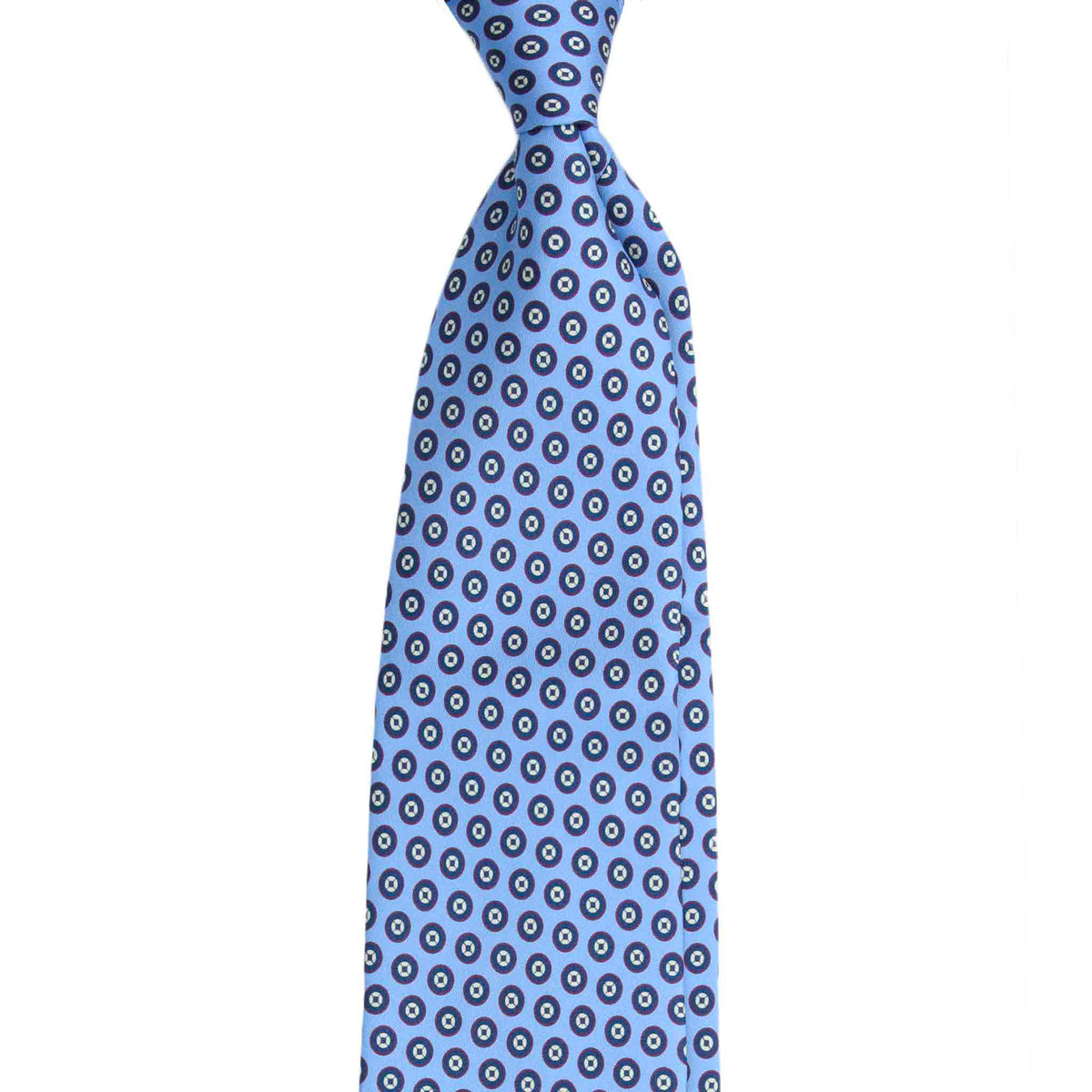 Light Blue Silk Tie with Circular Micropattern | Serà Fine Silk