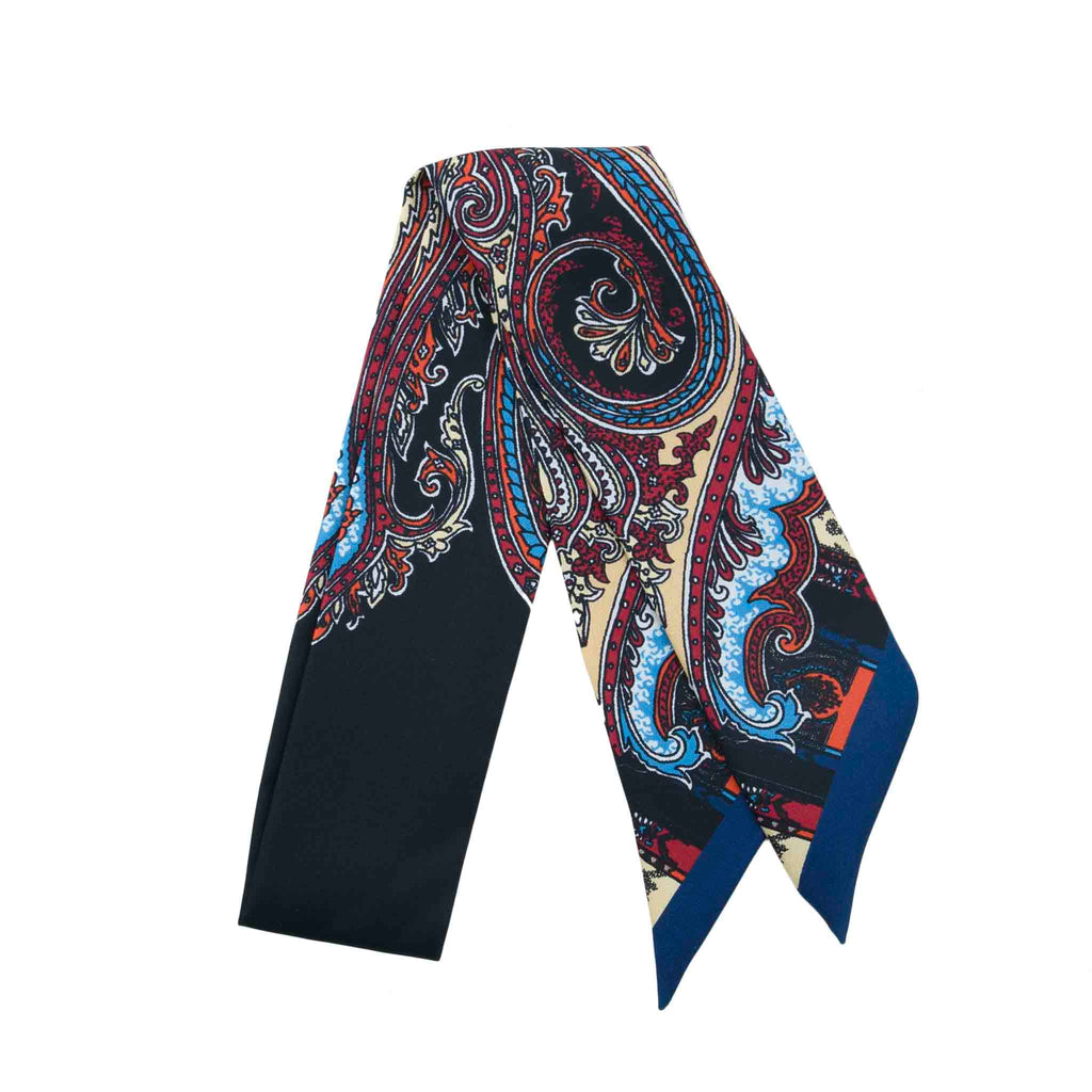 Modena - Black & Navy Silk Twilly Scarf | Serà Fine Silk