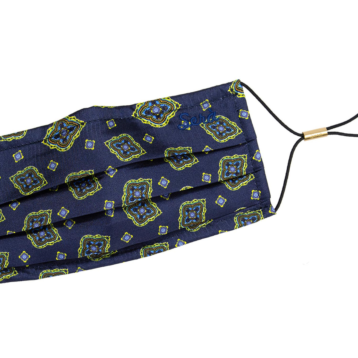 Blue with Rombs Pattern Silk Face Cover | Serà Fine Silk